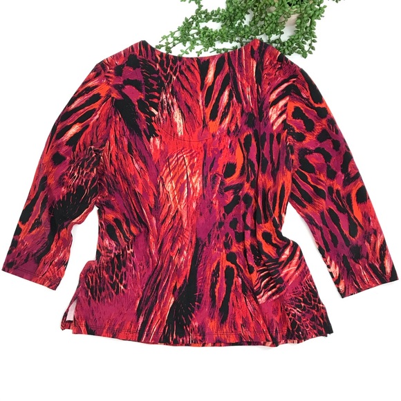 Ruby Rd. | Tops | Ruby Rd Petite Red Black Tribal 34 Sleeve Top | Poshmark